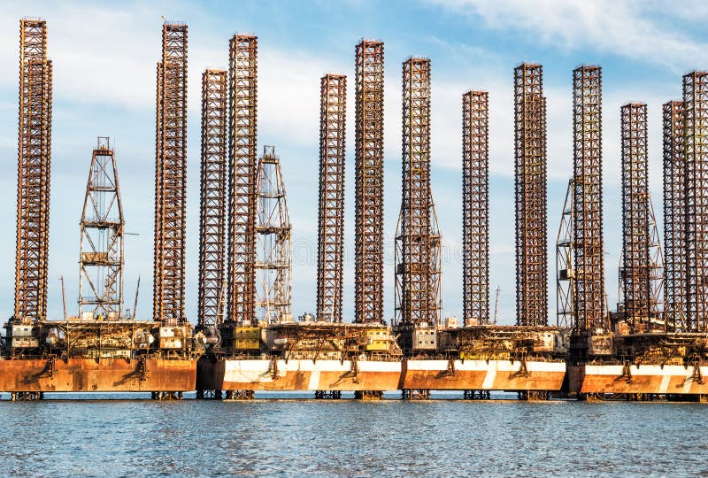 Abandoned Oil Rigs. Jacks of the Oil Pump Stock Photo - Image of land ...