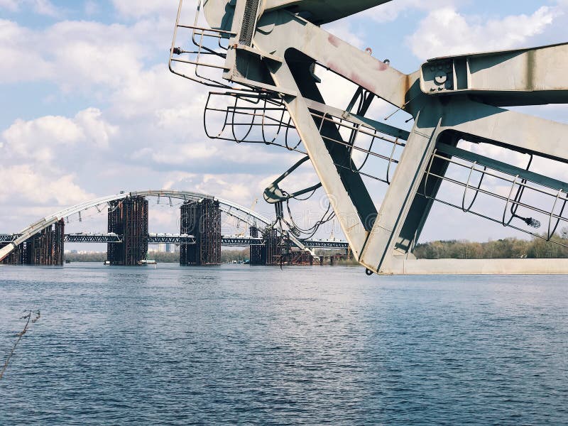 Abandoned Old Bridge Big Engineering Construction Stock Image - Image ...