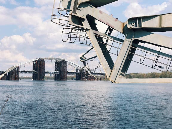 Abandoned Old Bridge Big Engineering Construction Stock Image - Image ...