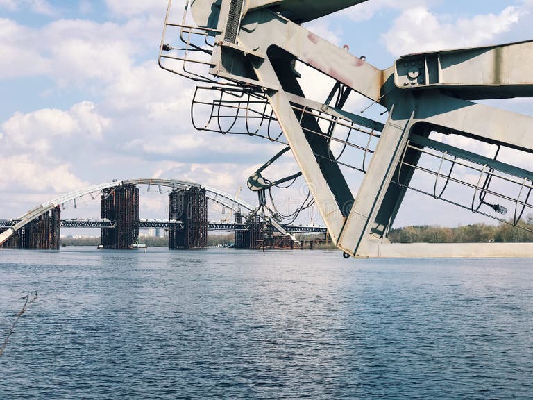 Abandoned Old Bridge Big Engineering Construction Stock Image - Image ...