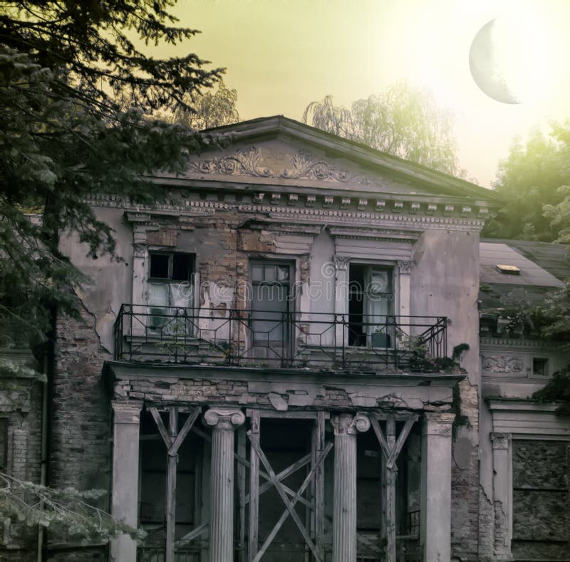 Abandoned Old Building (mansion) in Classical Style Stock Image - Image ...