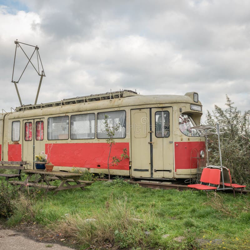 Abandoned Old Cable Car, with a Cloudy Sky Stock Photo - Image of ...