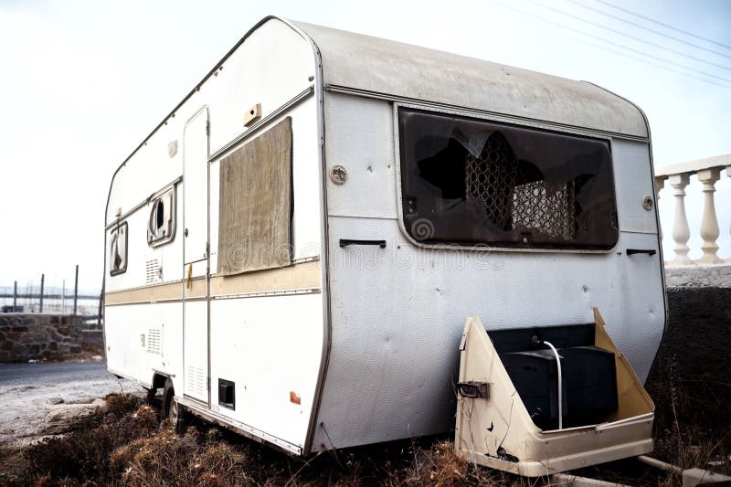 Caravan destroyed by fire stock photo. Image of burn - 35234588