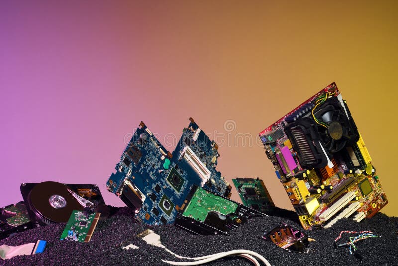 Abandoned Old Computer Components Stock Photo - Image of board, space ...