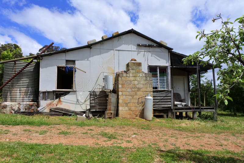 Abandoned Broken Old Farm House in Western Australia Outback Stock ...