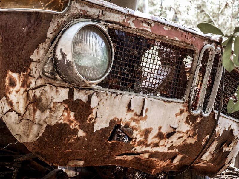 Abandoned Old German Car Covered with Rust Stock Image - Image of retro ...
