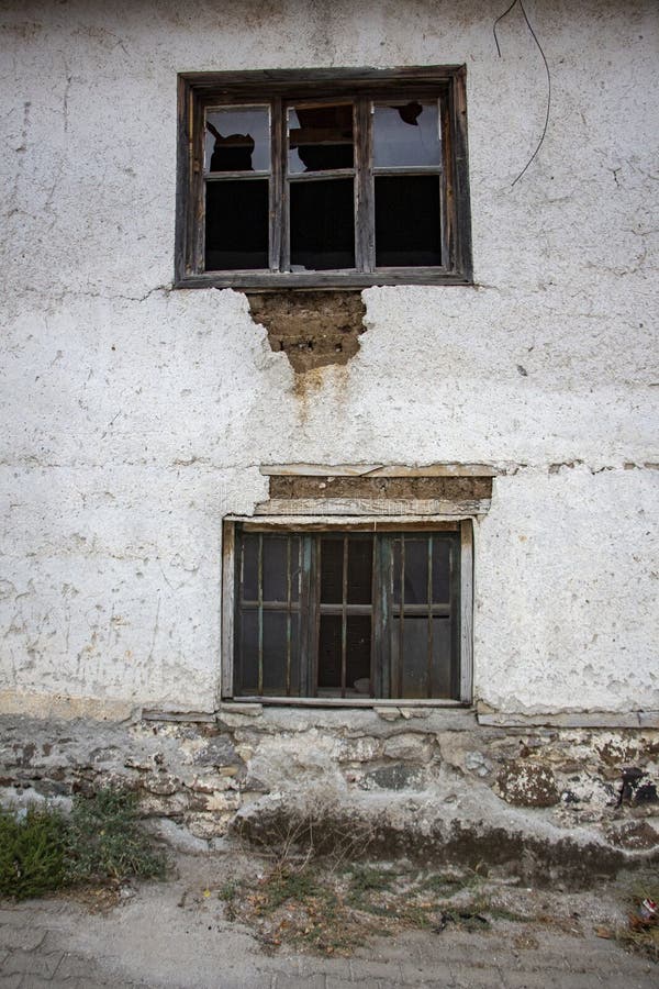 Abandoned Old House with Broken Windows Stock Photo - Image of stone ...