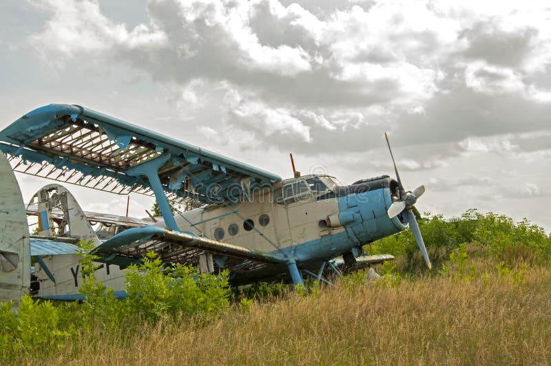 Abandoned old plane ruins stock image. Image of cockpit - 56014599