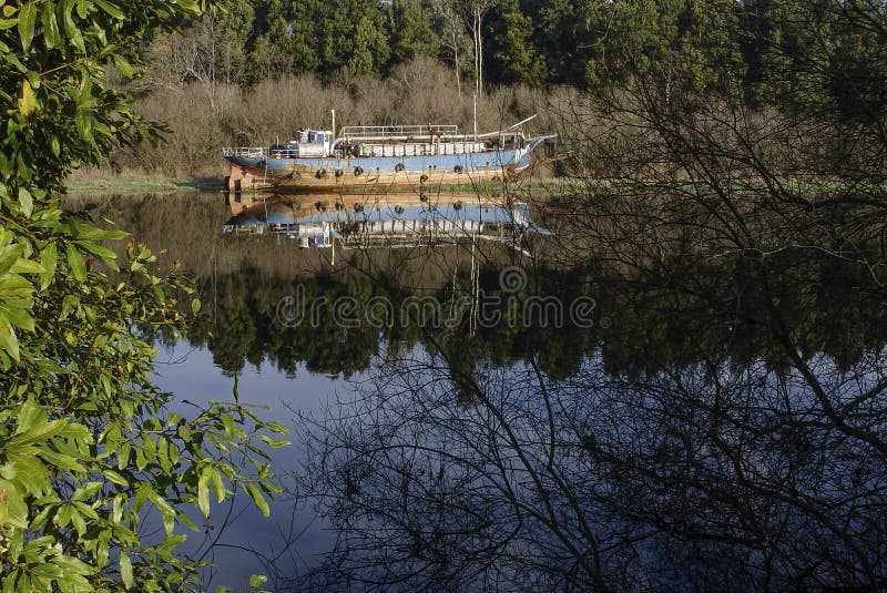 Abandoned old river boat stock photo. Image of coast - 317541862