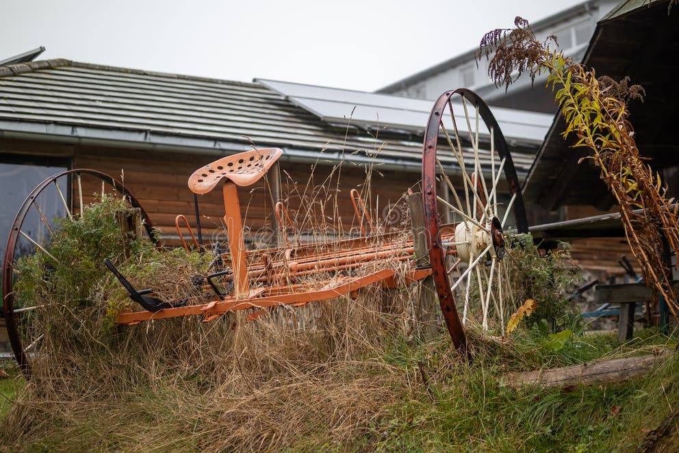 Abandoned Old Rustic Farm Equipment Stock Image - Image of overgrown ...