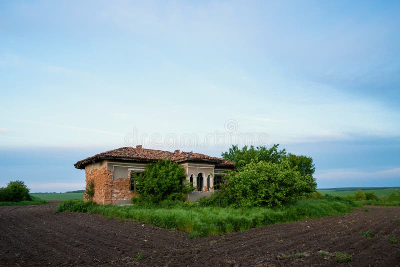 Abandoned Old Rustic House in the Middle of the Field Stock Image ...
