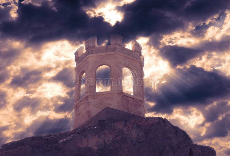Abandoned Old Stone Small Tower Stock Photo - Image of city, blue ...