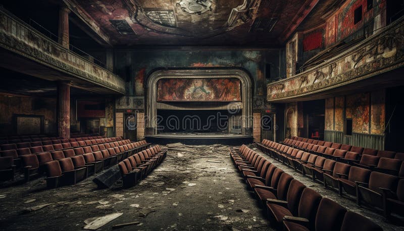 Abandoned Old Theater, Spooky Stage, Empty Seats Generated by AI Stock ... Abandoned Old Theater, Spooky Stage, Empty Seats Generated by AI Stock ...