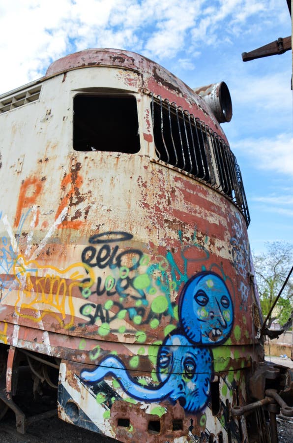 Abandoned Old Train with Rust and Graffitis Editorial Stock Image ...