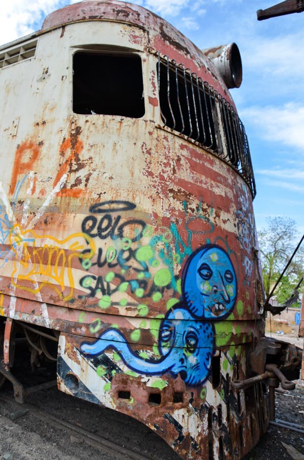 Abandoned Old Train with Rust and Graffitis Editorial Stock Image ...