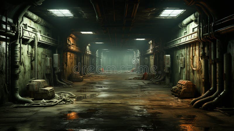 Abandoned Old Underground Bunker Interior Stock Illustration ...