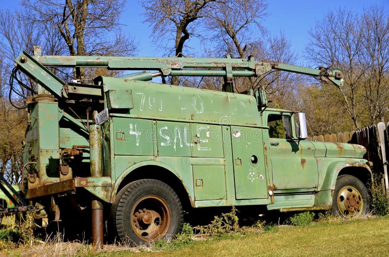 Abandoned Old Utility Truck Stock Image - Image of transportation, work ...