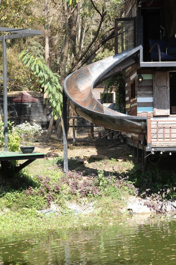 Abandoned Old Water Slide in the Park Stock Image - Image of slide ...