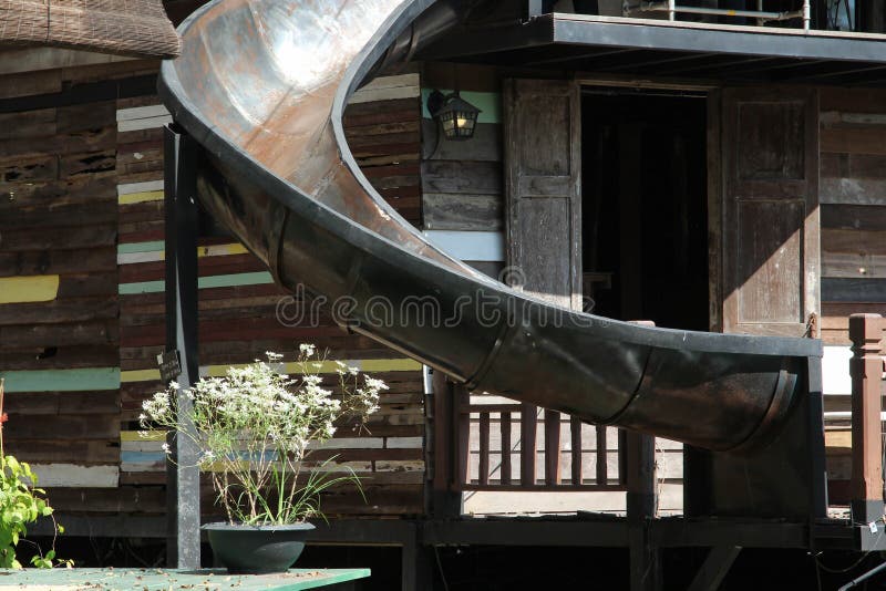 Water slide in the park stock photo. Image of decor - 139827318