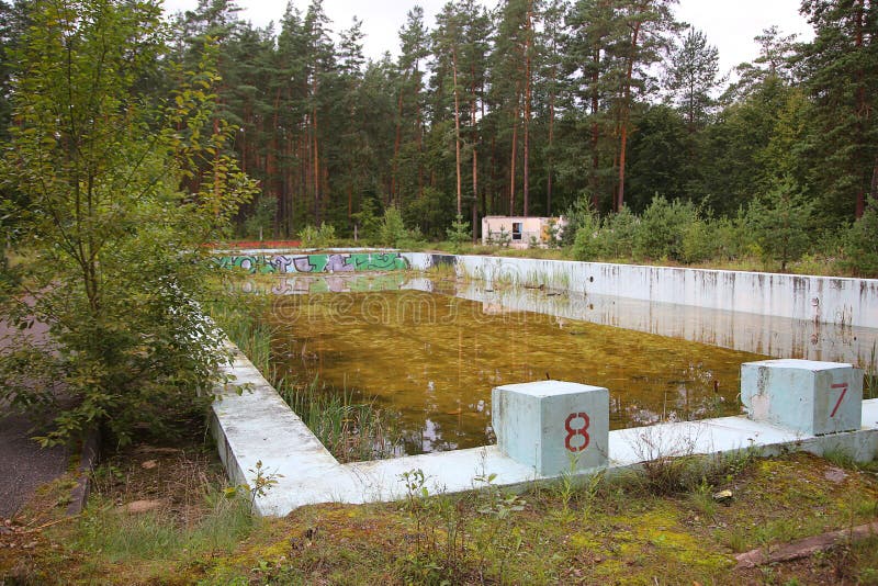 Abandoned Outdoor Swimming Pool Stock Image - Image of closed, forest ...
