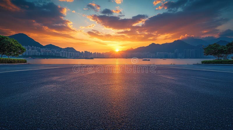 Abandoned Parking Lot Beautiful Sunset Background Stock Photos - Free ...