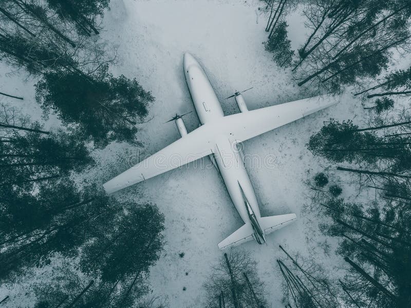 Abandoned Plane in Woods among the Trees in Winter Stock Photo - Image ...