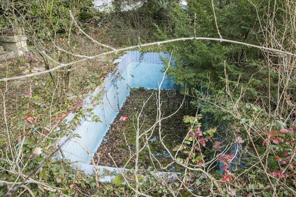 Abandoned Pool in Ruined Villa Stock Photo - Image of downgrade ...