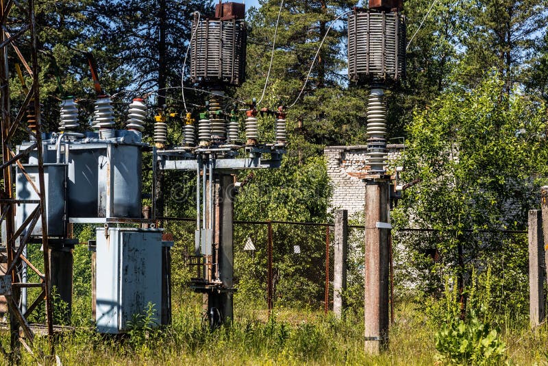 Abandoned Power Plant with Rusty Wires, Structures, and Equipment Stock ...