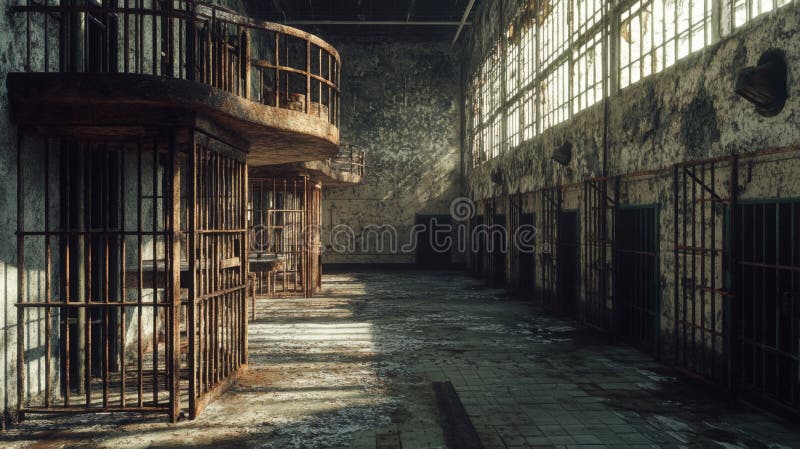 Abandoned Prison Cell Block with Rusted Bars and Sunlit Floor Stock ... Abandoned Prison Cell Block with Rusted Bars and Sunlit Floor Stock ...