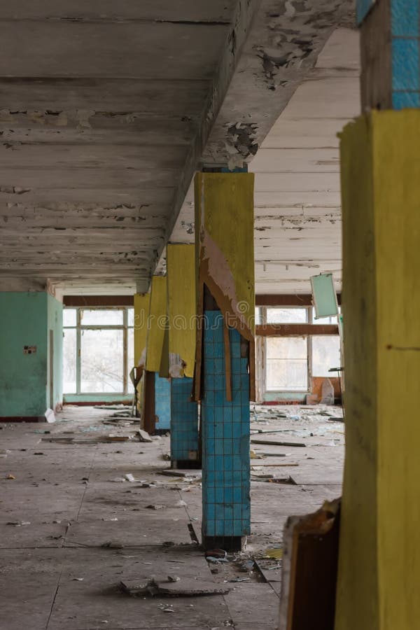 Abandoned Production Building with Pillars Stock Image - Image of rust ...
