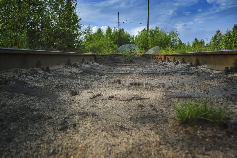 Abandoned Railway Dead End. End of Railway Track that is Covered with ...