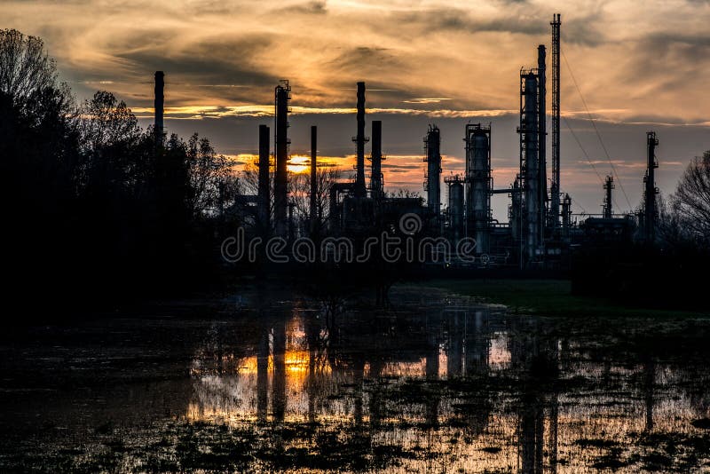 Abandoned Oil Refinery Gas Tank and Rusty Pipeline Stock Image - Image ...