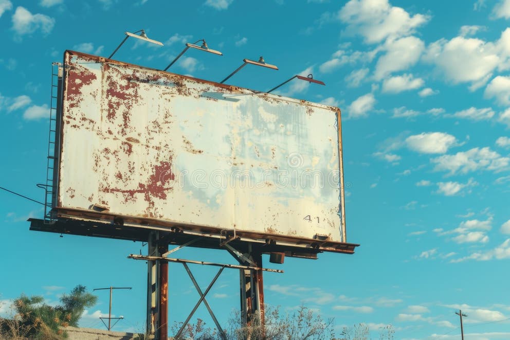 Abandoned Roadside Billboard with Rust Damage Stock Photo - Image of ...