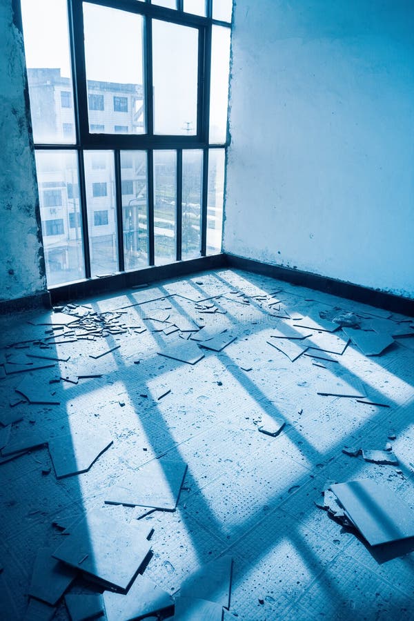 Old Room with Broken Windows at the Abandoned Building in the Chernobyl ...
