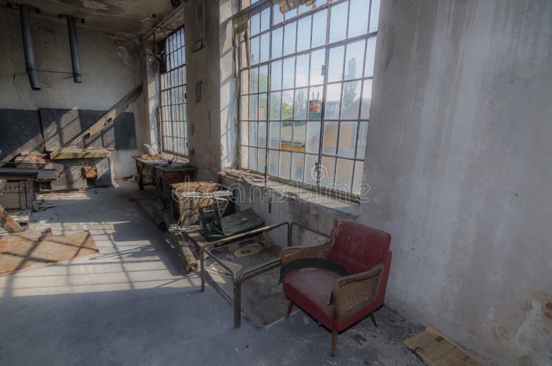 Abandoned room in factory stock image. Image of discovery - 75769703