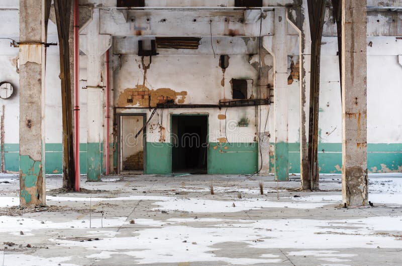 Abandoned Room. the Old Warehouse. Chapped Walls and Concrete Stock ...