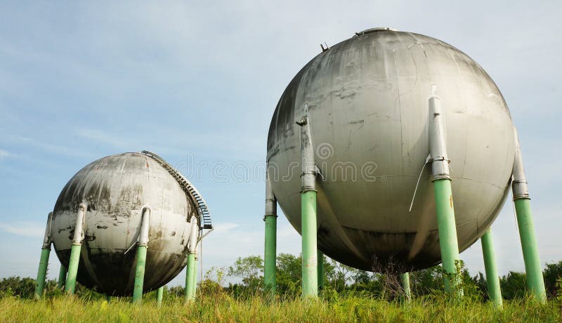 Abandoned Round Shape Industrial Gas Tank Stock Image - Image of rusty ...