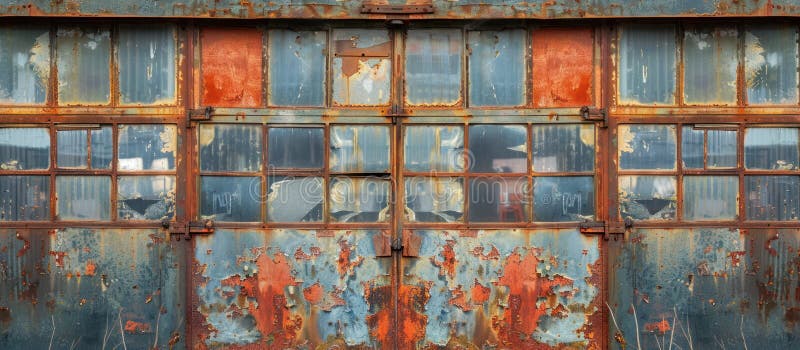 Abandoned Rusted Building with Many Windows Stock Image - Image of ...