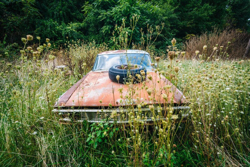 Abandoned, Rusty Car in the Rural Shenandoah Valley, Virginia. Stock ...