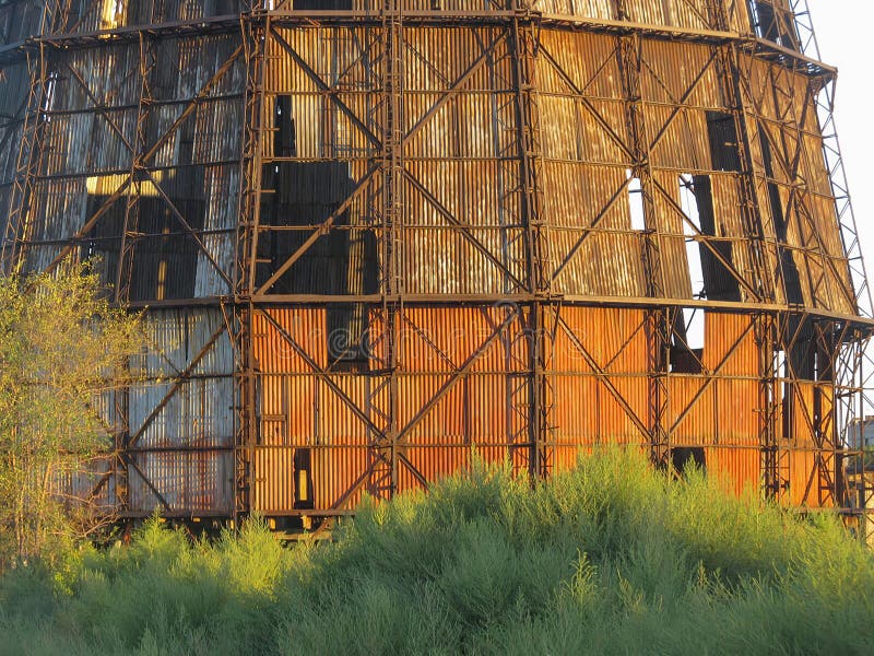 An Abandoned, Rusty Industrial Structure with Multiple Levels, Exposed ...