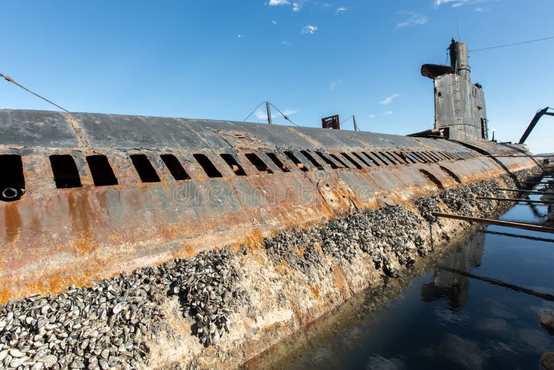 Abandoned, Rusty Old Soviet Union Submarine in Bulgaria Stock Photo ...