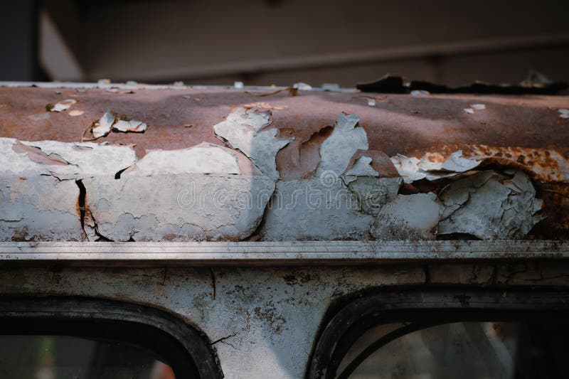 Abandoned and Rusty Old Van with Peeling Pain Stock Image - Image of ...