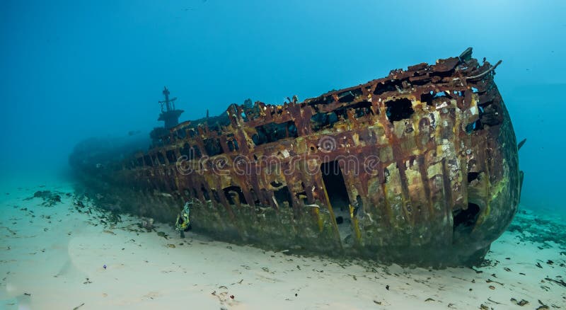 Rusty Ship Floating on the Sea Seen with Under the Sea with Good ...