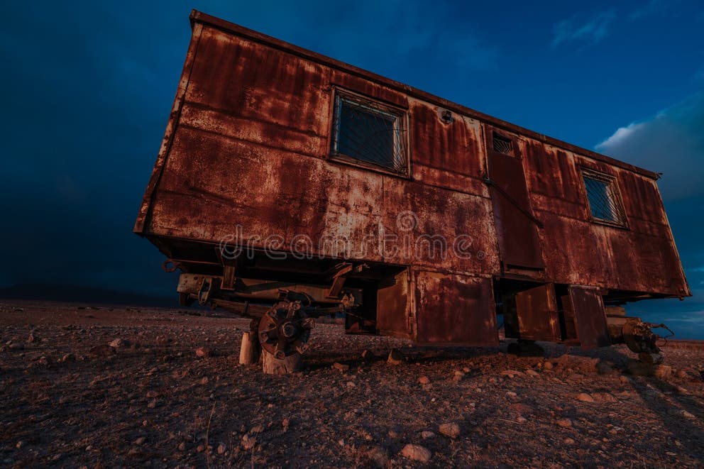 Rusty Wagon in a Field at Twilight Stock Image - Image of nonurban ...