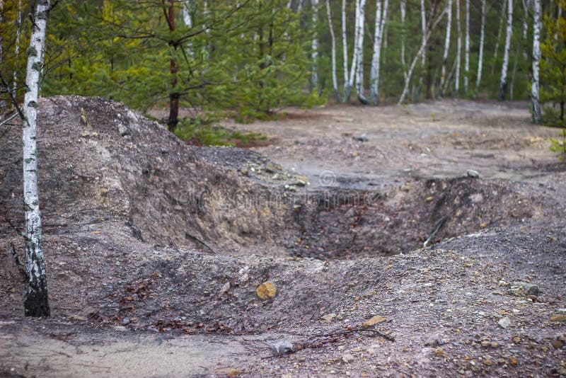 Abandoned Sand Open Pit on Edge of Forest Stock Image - Image of grass ...