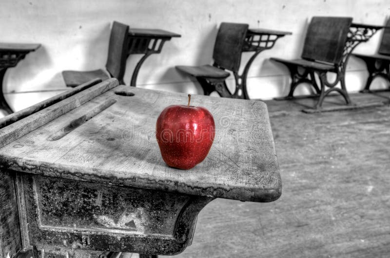 Abandoned School House Red Apple Stock Image - Image of black, school ...