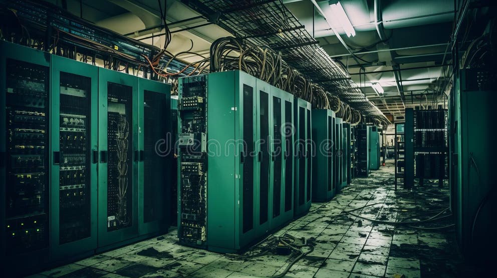 Abandoned Server Room Awaits Renovation and Technical Upgrade Stock ...