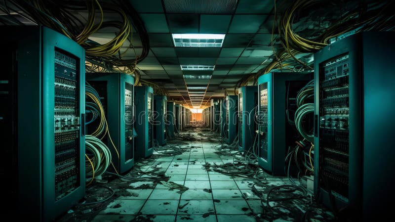 Abandoned Server Room with Futuristic Ambiance Needs Renovation Stock ...