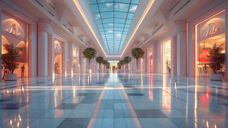 Empty Shopping Mall with Skylight Stock Photo - Image of skylight ...