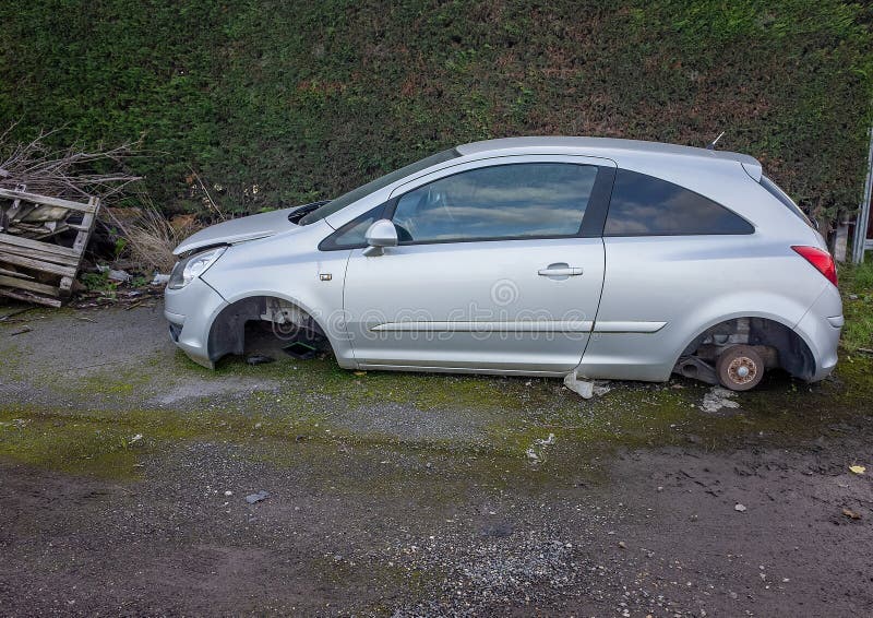 Abandoned Small Silver Hatchback Car Stock Photo - Image of automotive ...